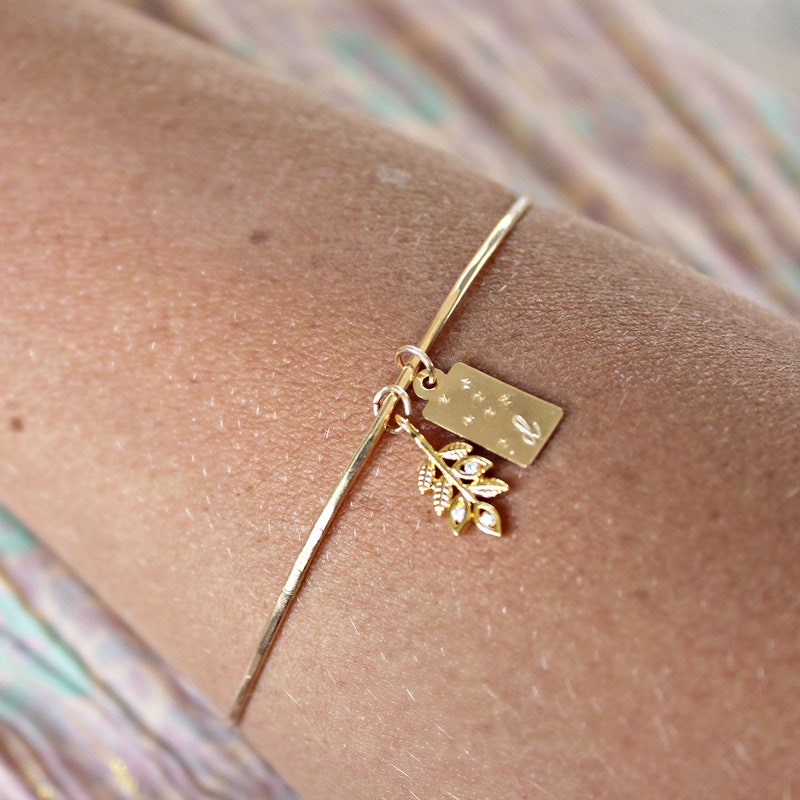 Gold Charm Bangle - Etsy