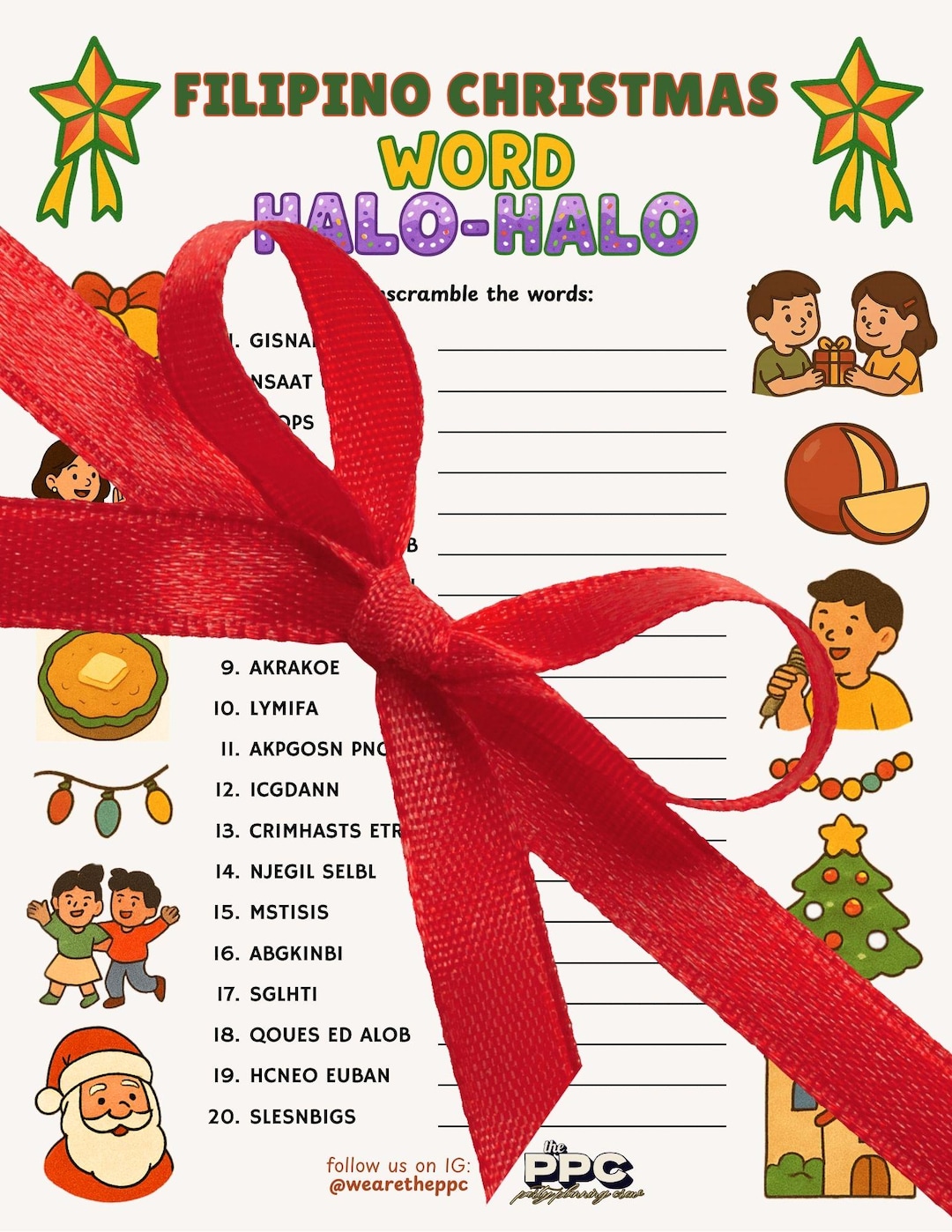 Filipino Christmas Word Scramble Game | Pinoy Holiday Party (instant ...