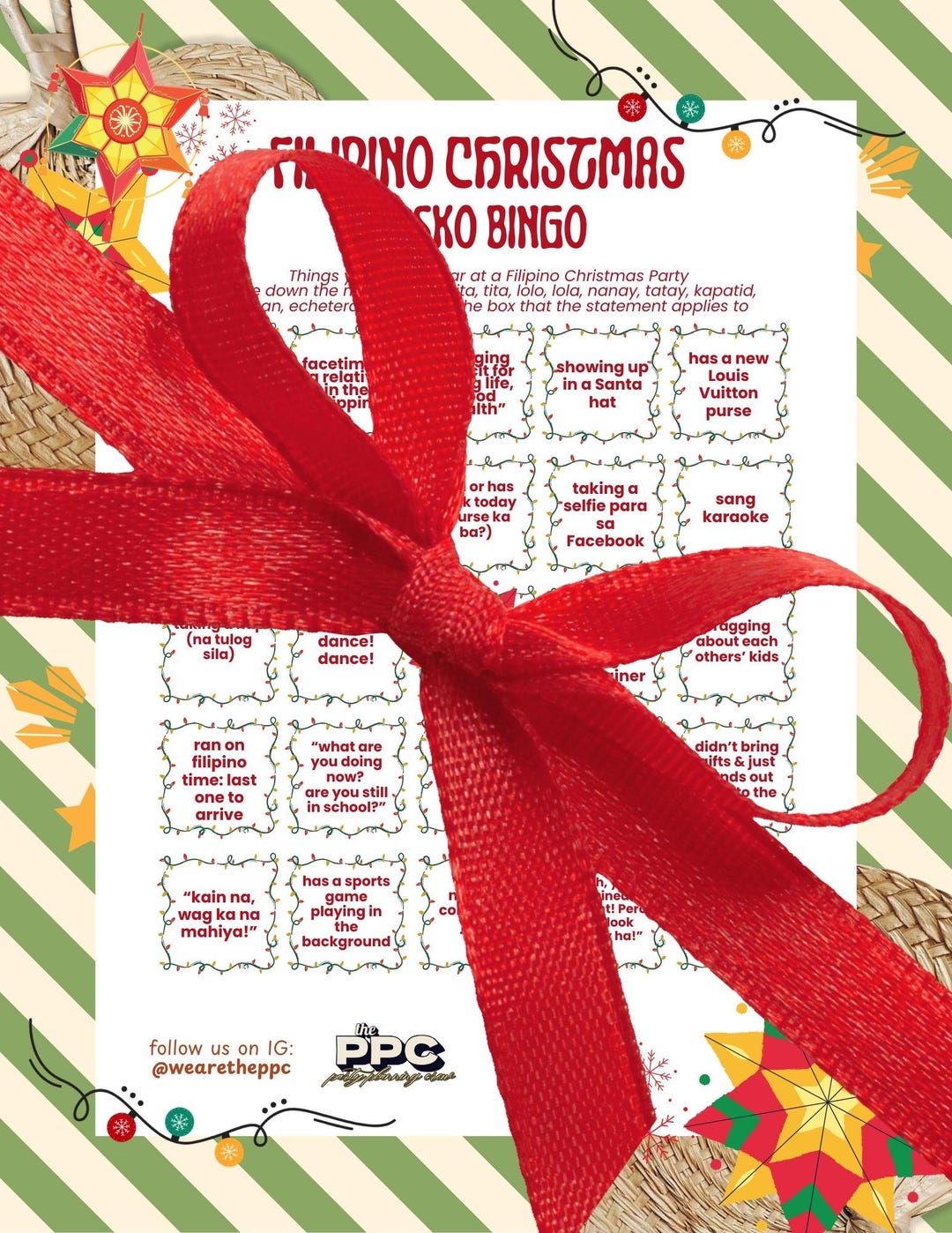 Filipino Christmas Pasko Bingo Printable | Funny Filipino Party Game ...