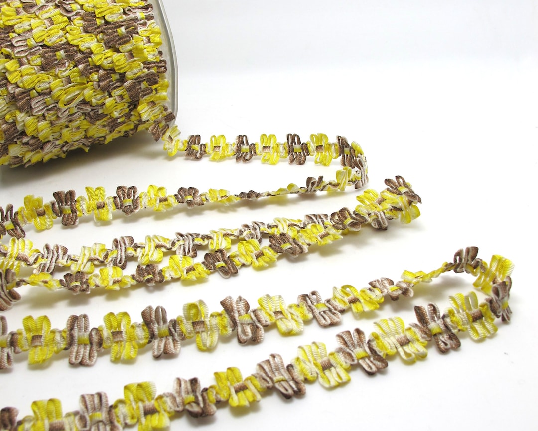 2 Yards Woven Rococo Trim Base, Floral Decorative Rosette Woven Ribbon ...