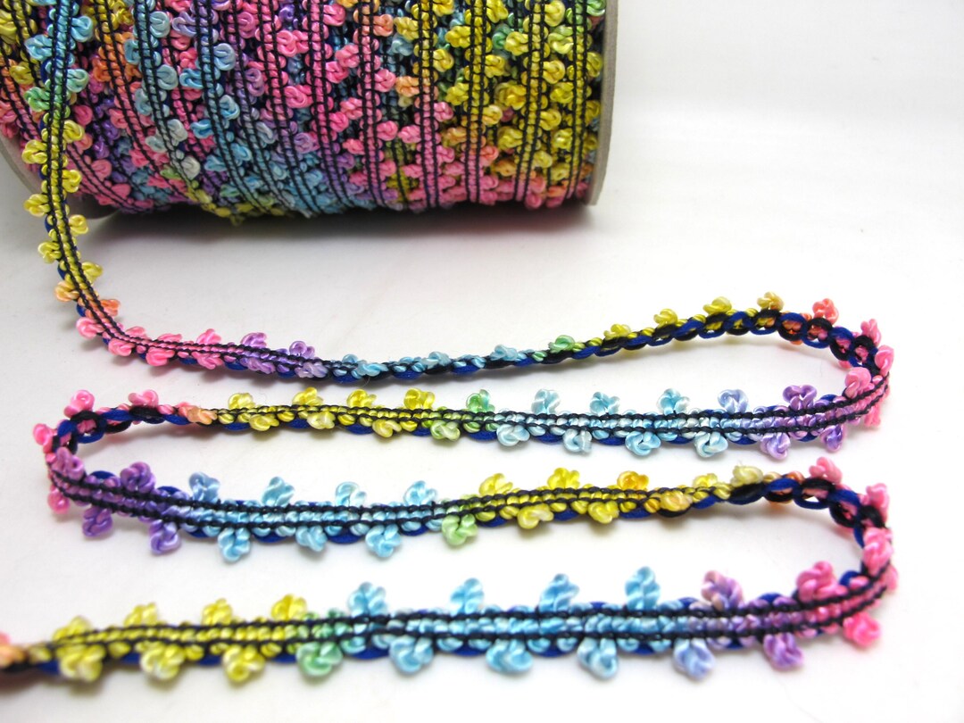 2 Yards Woven Rococo Trim Base, Floral Decorative Rosette Woven Ribbon ...