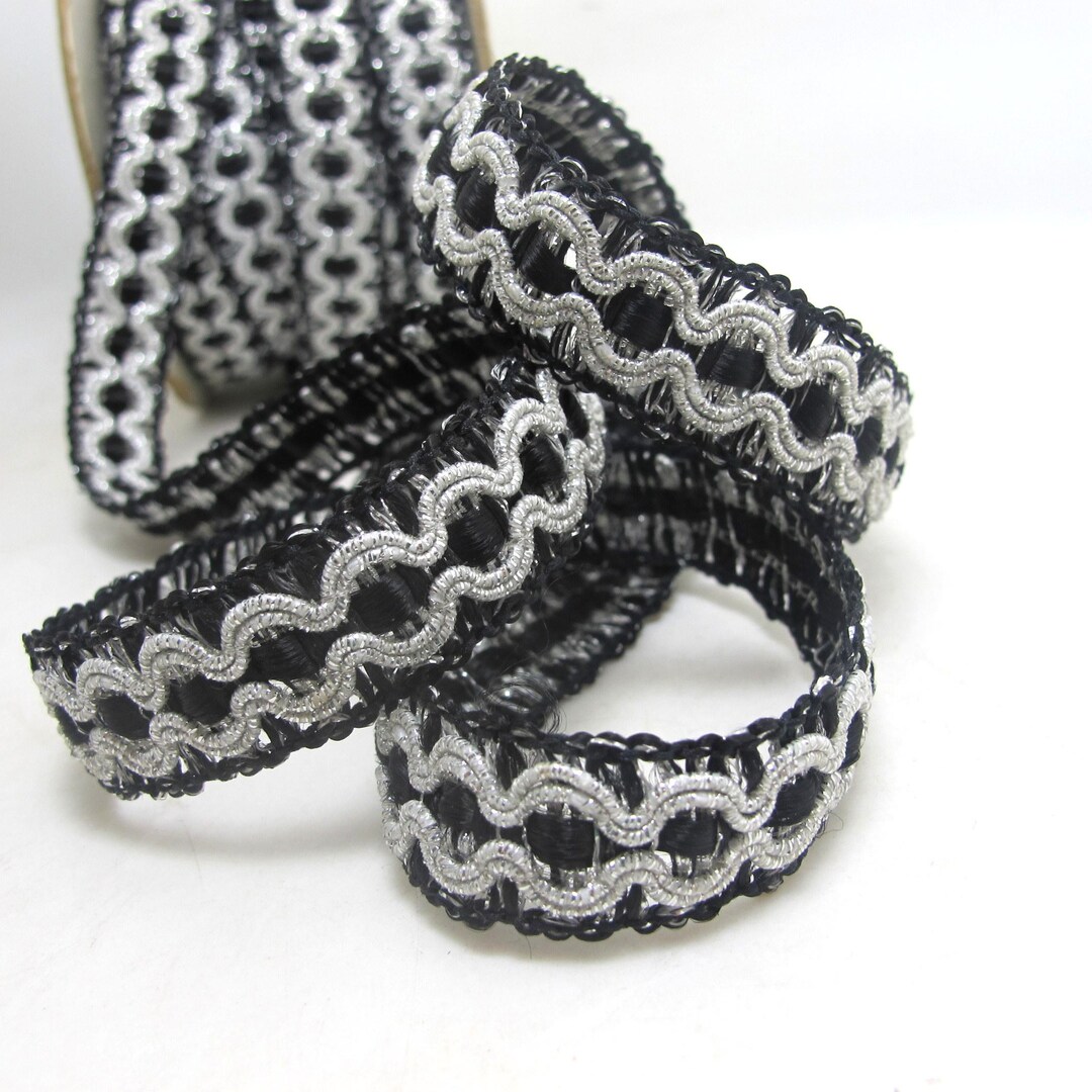 2 Yards Glittery Scallop Edge Gimp Trim, Scroll Braid Trim, Miniature ...