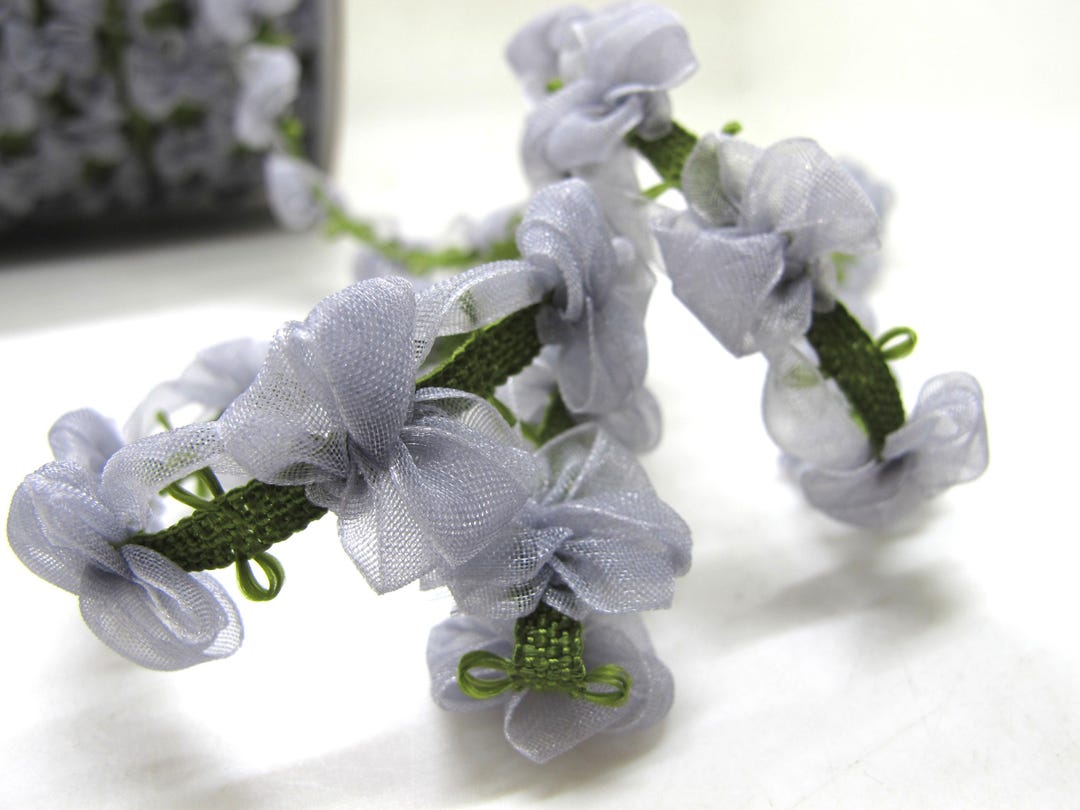 2 Yards Chiffon Woven Rococo Trim, Floral Decorative Rosette Woven ...