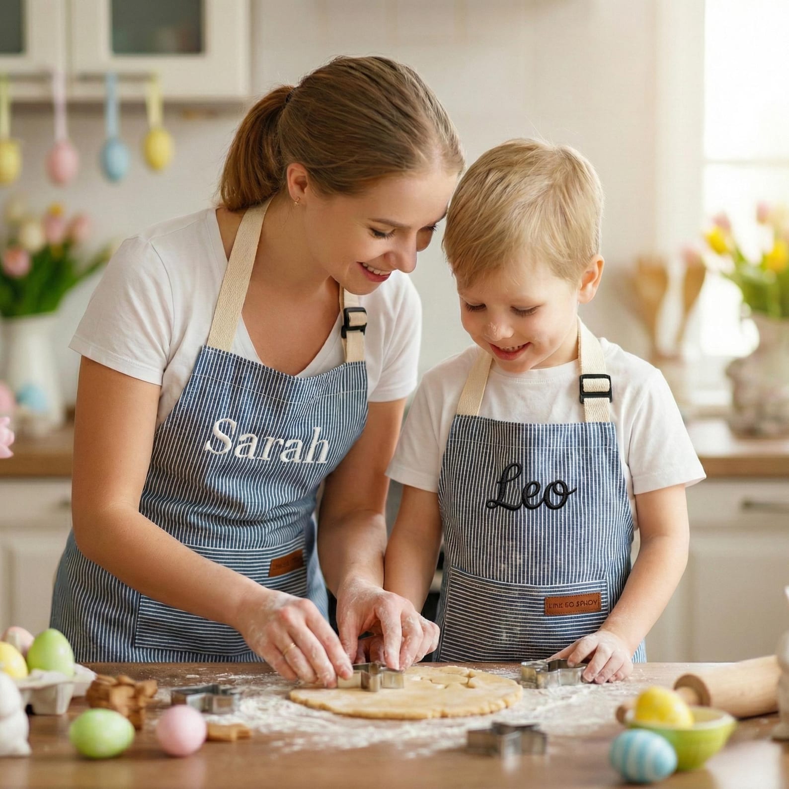 Personalized Mommy and Me Aprons Pink Striped Matching Mother Daughter ...