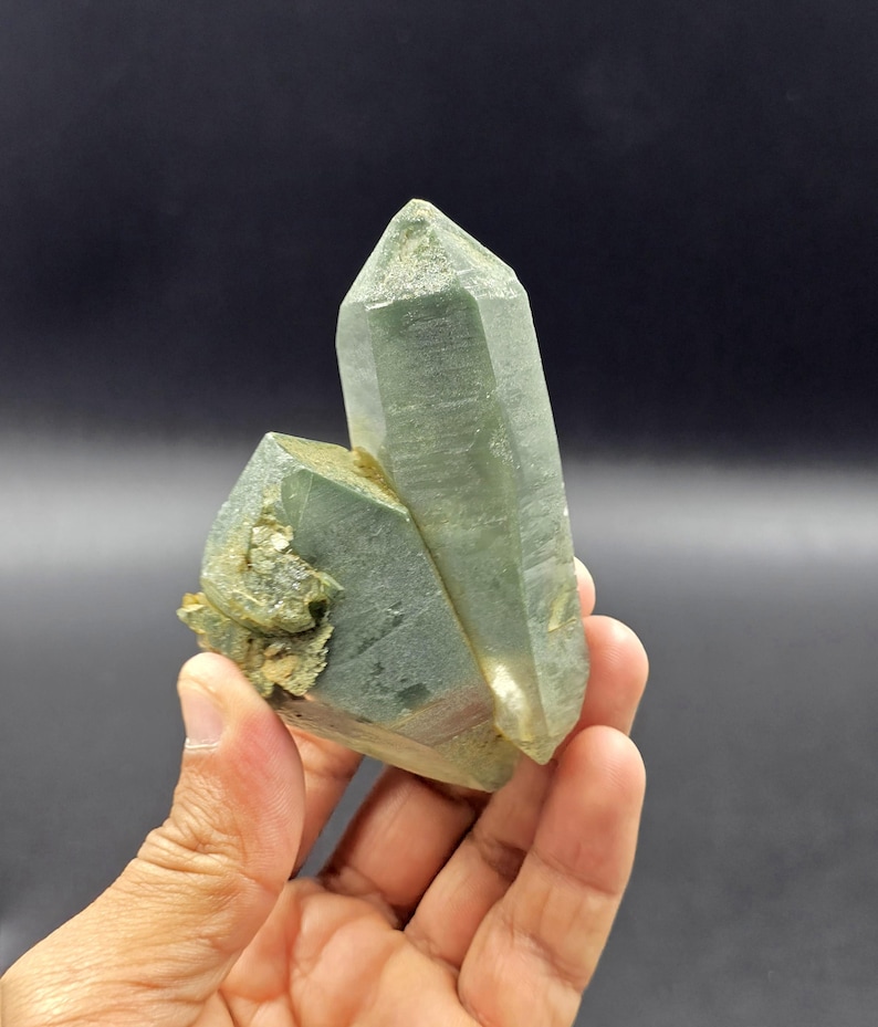 Himalayan Cathedral Quartz Cluster: Green Phantom Chlorite Specimen ...