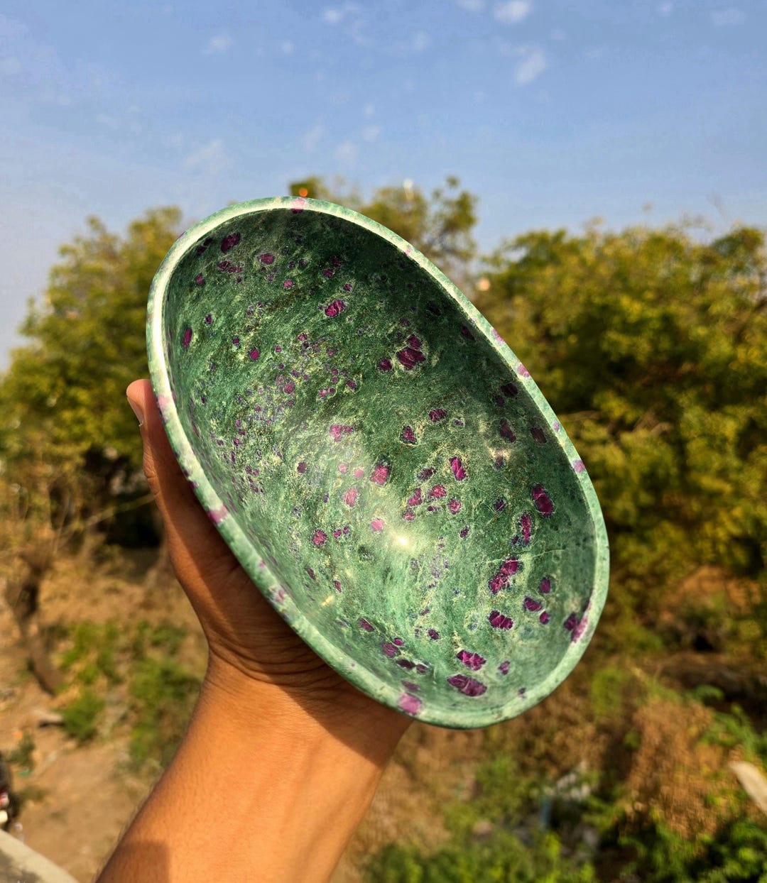 Rare Ruby Fuchsite Bowl: 7 Inch Hand Carved Ruby Stone Bowl, Home ...