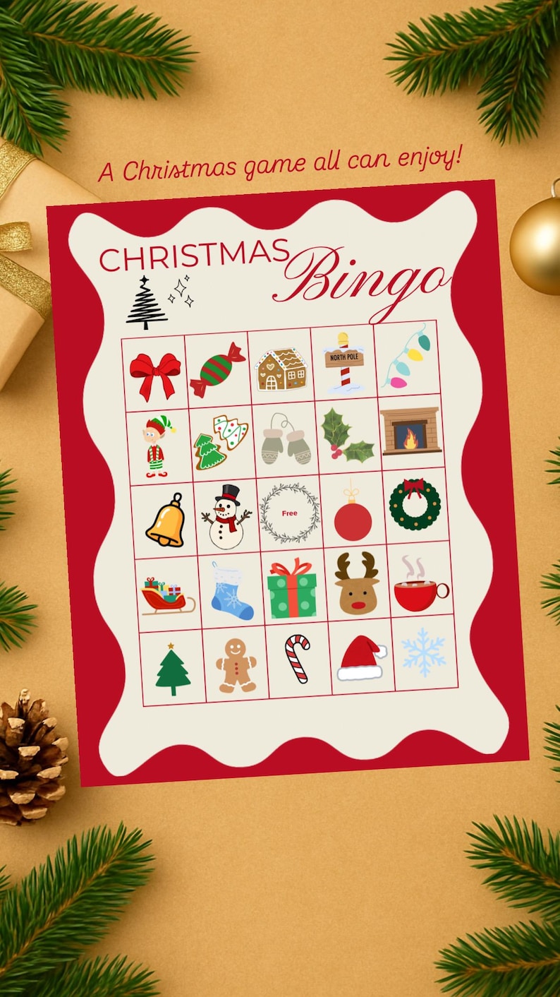Christmas Bingo Printable Game | 12 Cards + Calling Pieces | Holiday ...