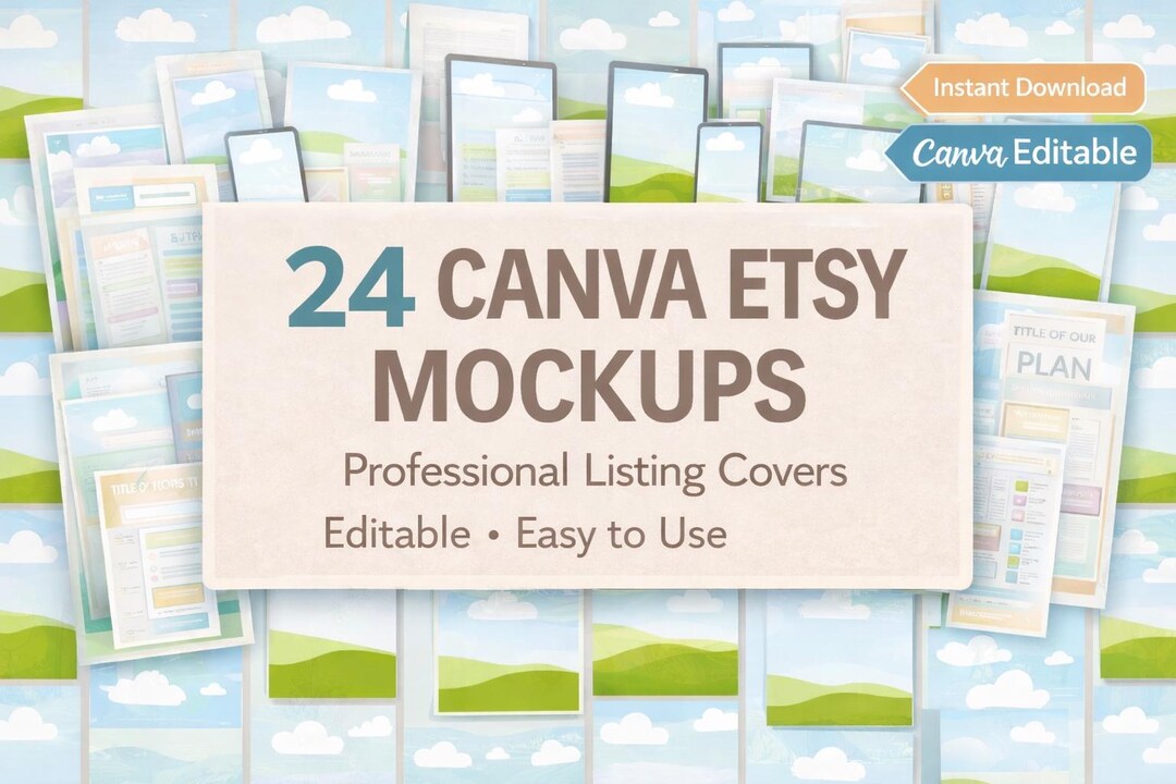 24 Canva Etsy Mockups | Editable Listing Cover Templates | Professional ...