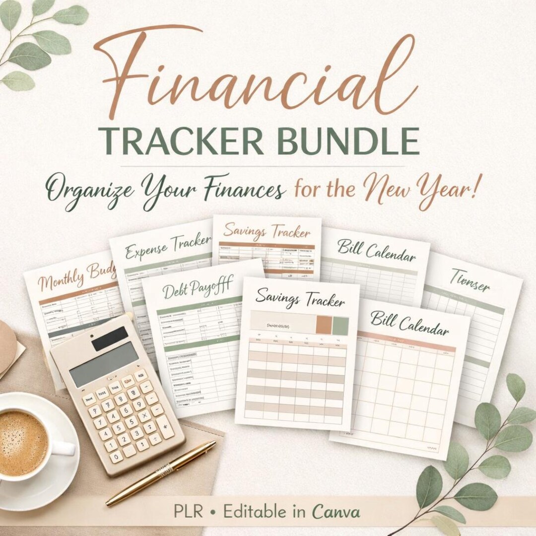 2026 PLR Financial Planner & Budget Tracker Fully Editable Canva | 15 ...