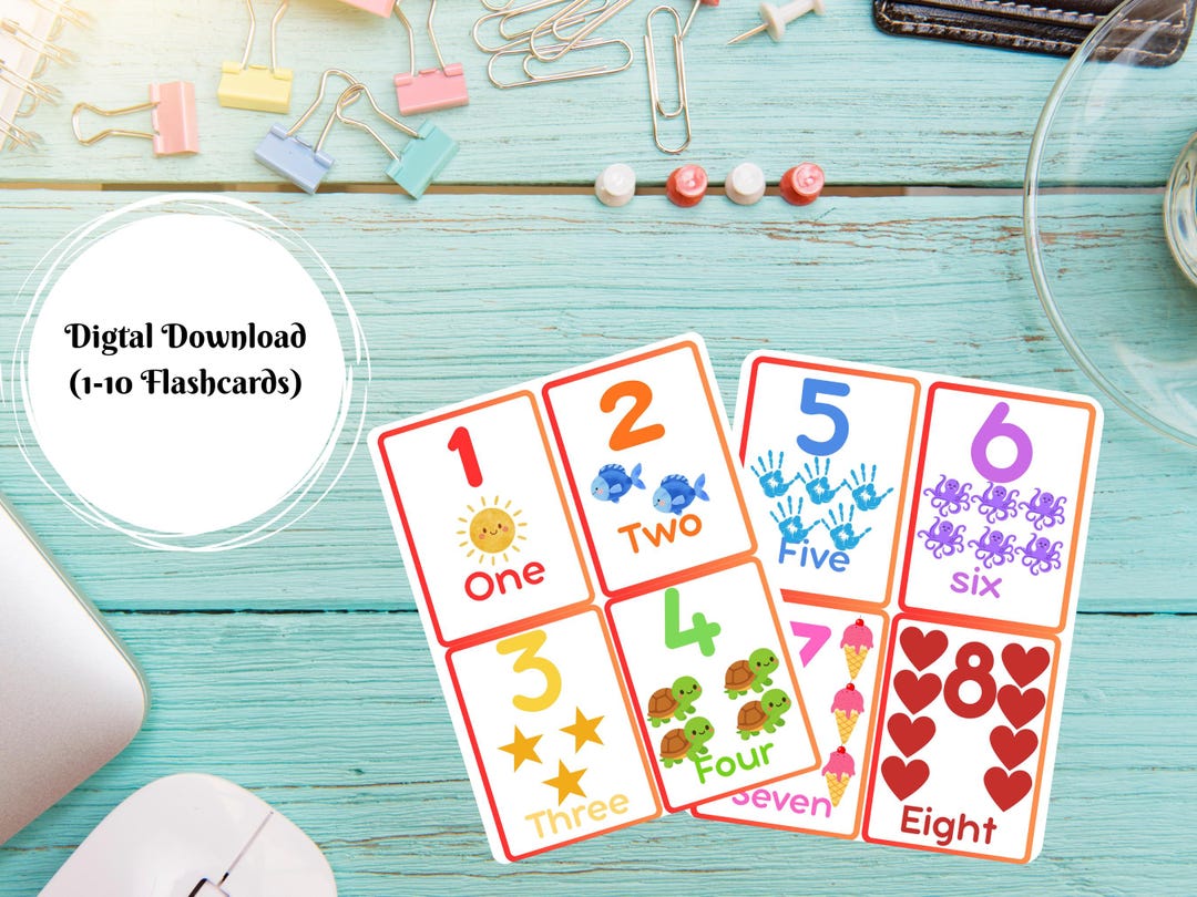 Number Flashcards 1-10 (printable Counting Cards With Objects & Simple ...