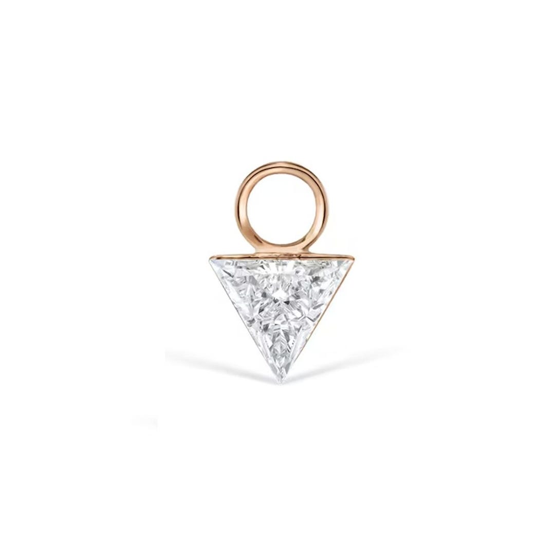 Single Floating Diamond Charm 4mm Invisible Set Triangle Lab-grown ...