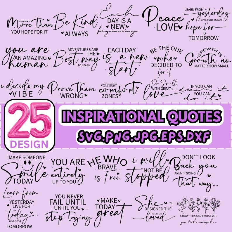 Motivational SVG Bundle: Positive Quotes, Affirmations, and ...