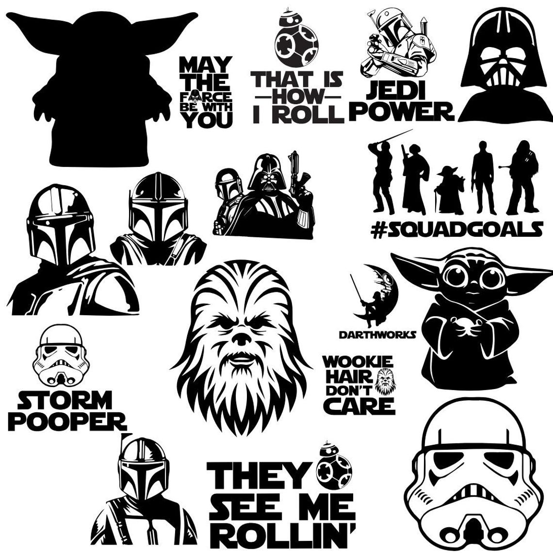 Star Wars SVG Designs: 70 Logos, Clipart, Cut Files (digital Download ...