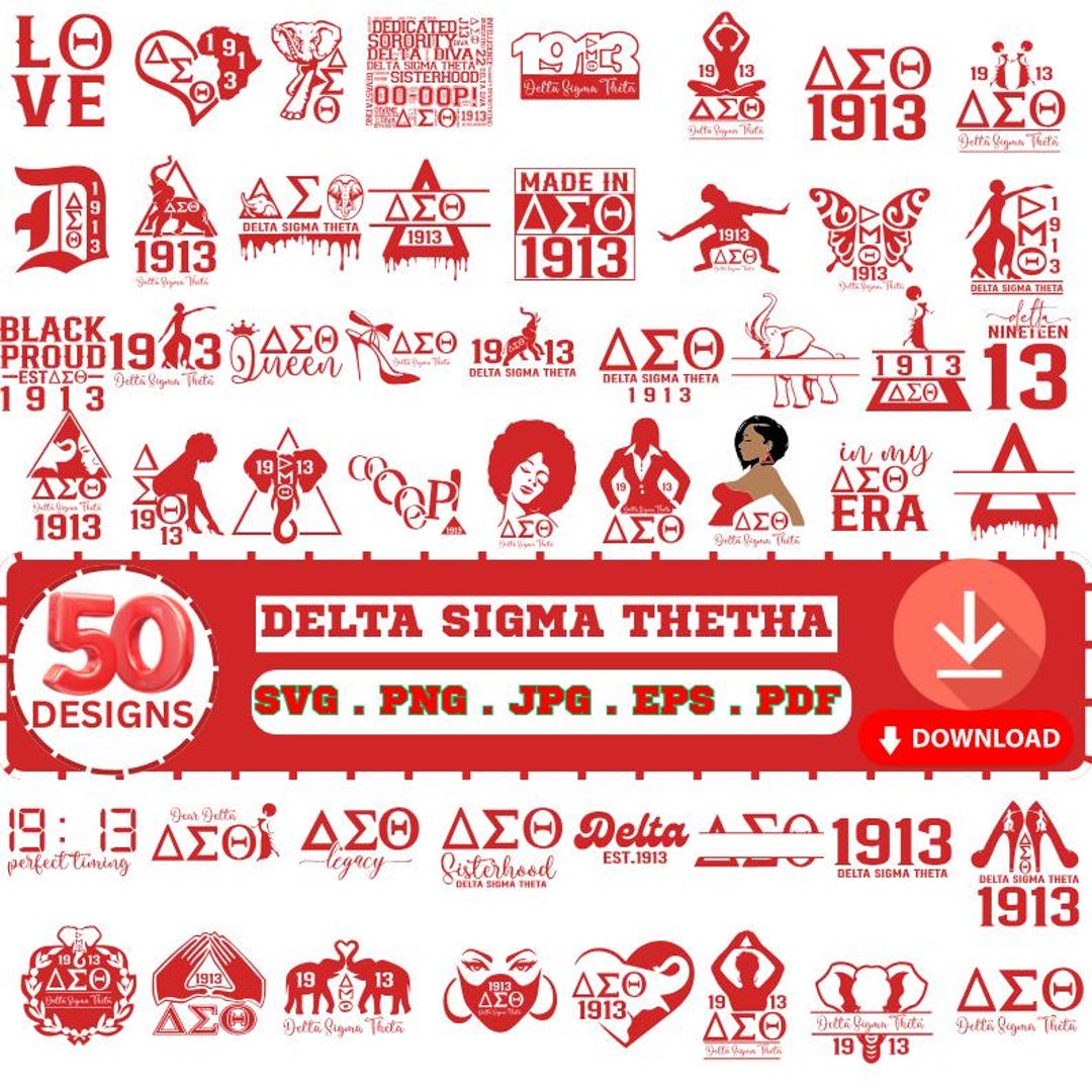 Delta Sigma Theta SVG Bundle: Hand Sign, Greek Letters, DST 1913, AEO ...