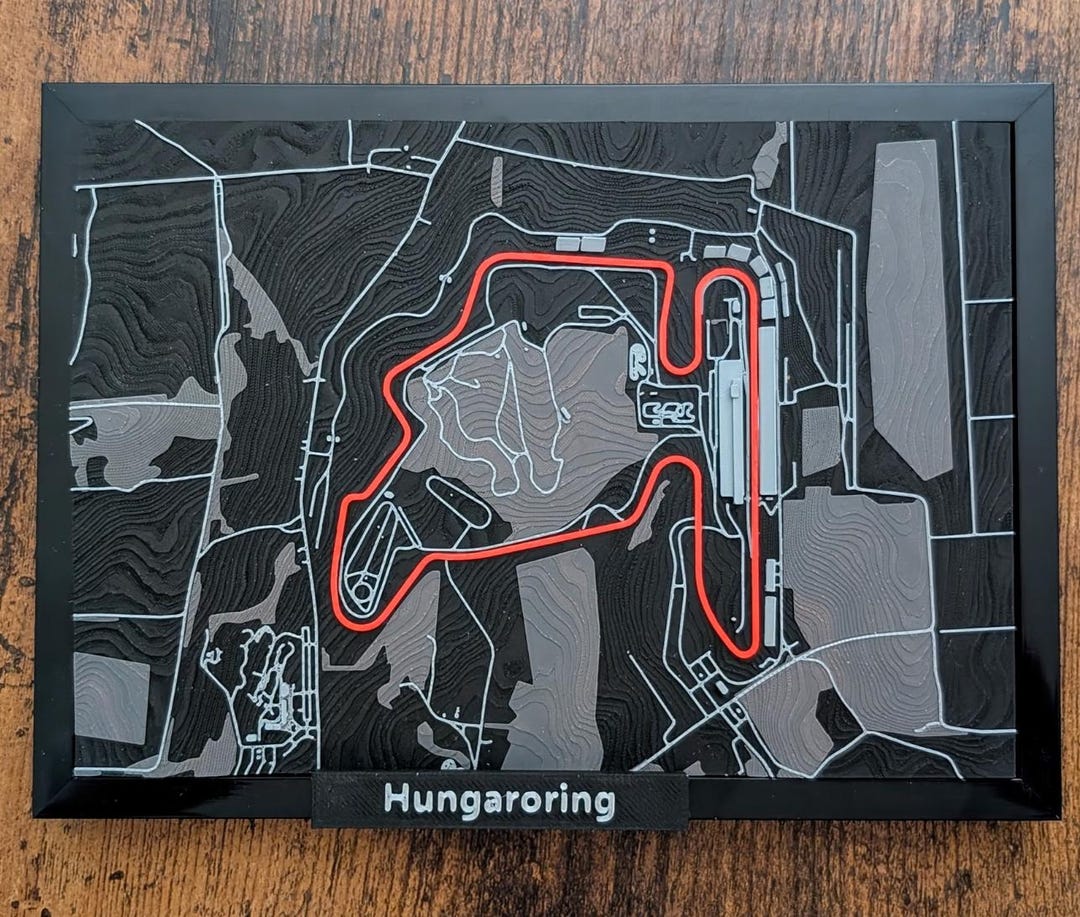 3D Printed Hungaroring Race Track Map, Budapest, Housewarming Gift - Etsy