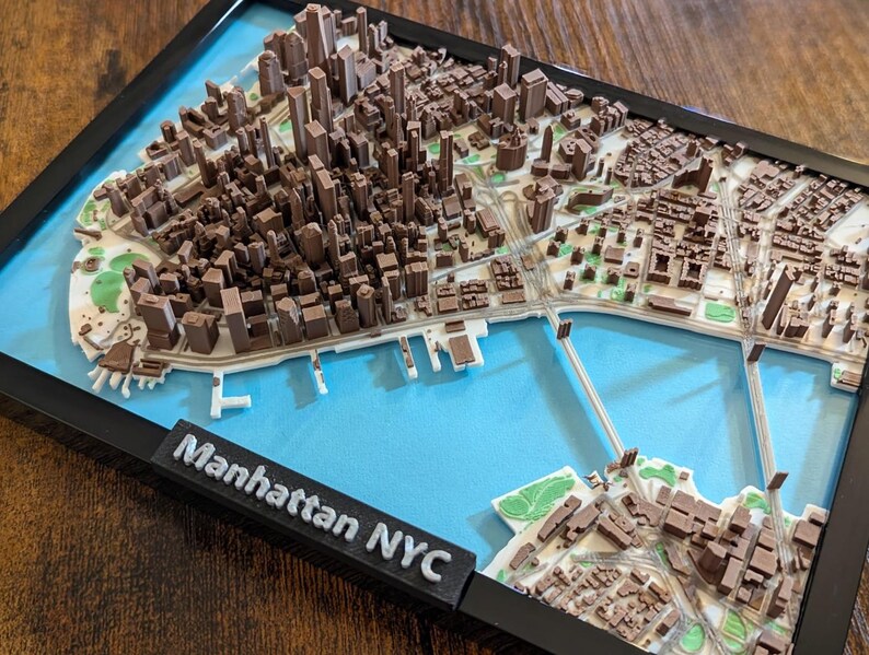 3D Printed Model of Manhattan, New York City Cityscape 3D Miniature, 3D ...