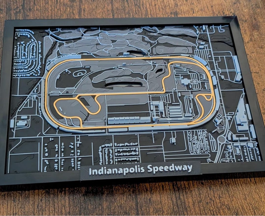 3D Printed Indianapolis Speedway Map, Framed Track Art - Etsy