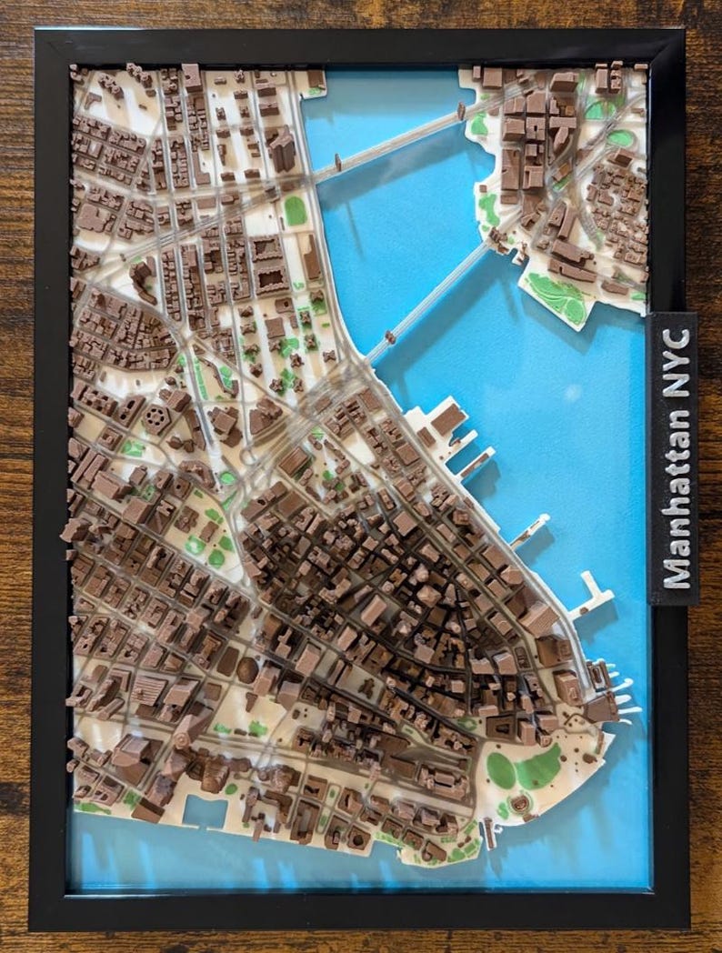 3D Printed Model of Manhattan, New York City Cityscape 3D Miniature, 3D ...