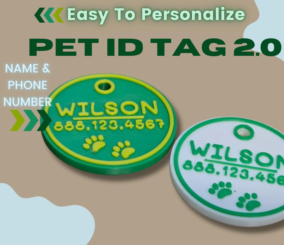 Personalized Pet ID Tag Collar, Custom Name & Number, Adjustable - Etsy