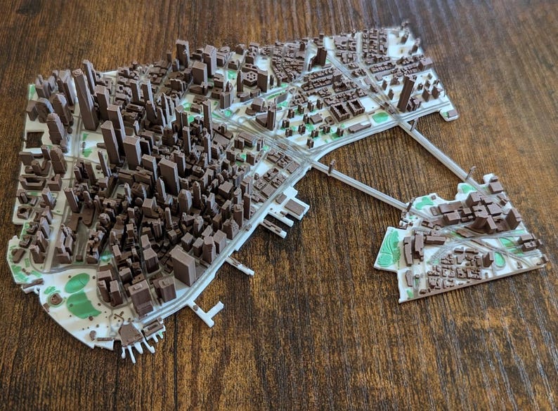 3D Printed Model of Manhattan, New York City Cityscape 3D Miniature, 3D ...