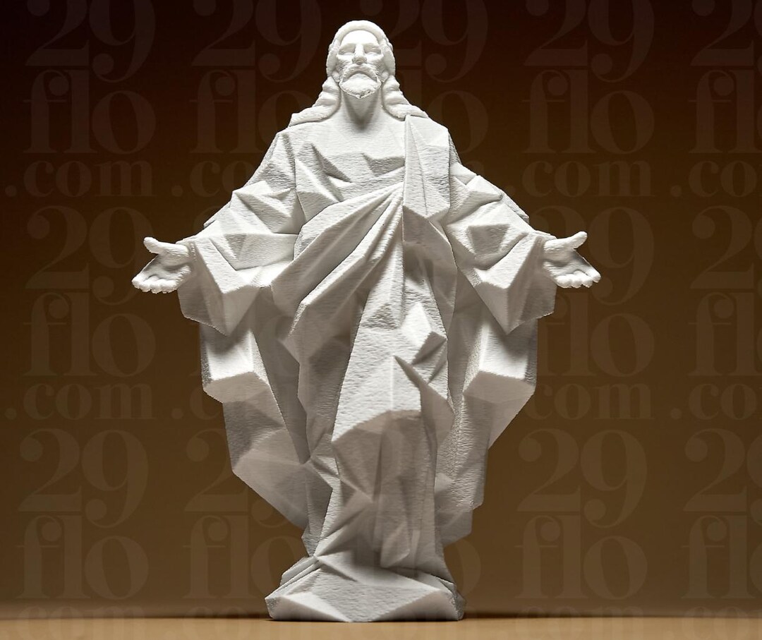 3D Printed Geometric Jesus Statue, Modern Model,3d Printed Gift, Shelf ...