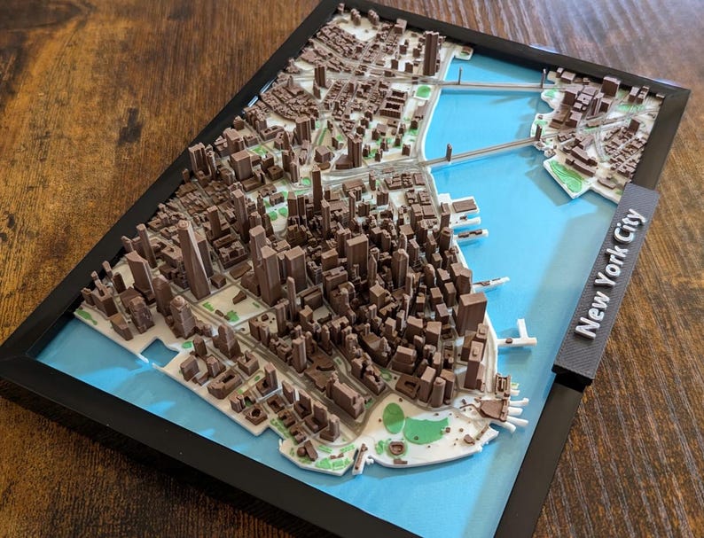3D Printed Model of Manhattan, New York City Cityscape 3D Miniature, 3D ...