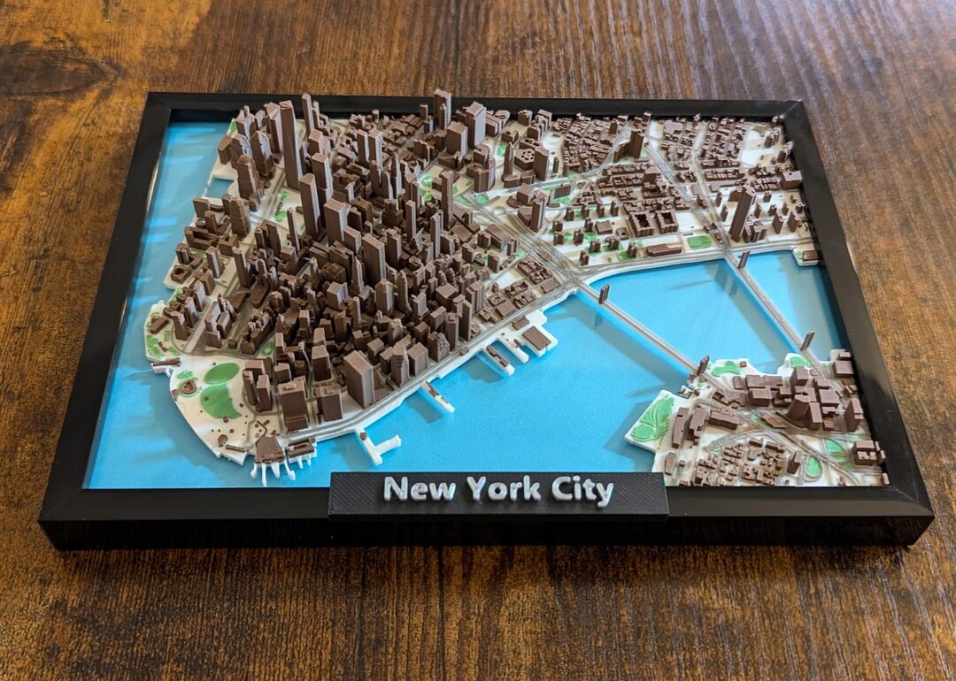 3D Printed Model of Manhattan, New York City Cityscape 3D Miniature, 3D ...