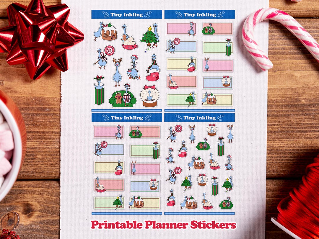 Christmas Stickers, Printable Planner Stickers, Holiday Sticker Sheet ...