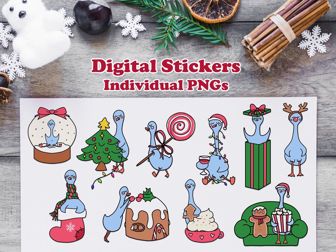 Christmas Digital Stickers for Digital Planners, 20 Hand-drawn PNG ...
