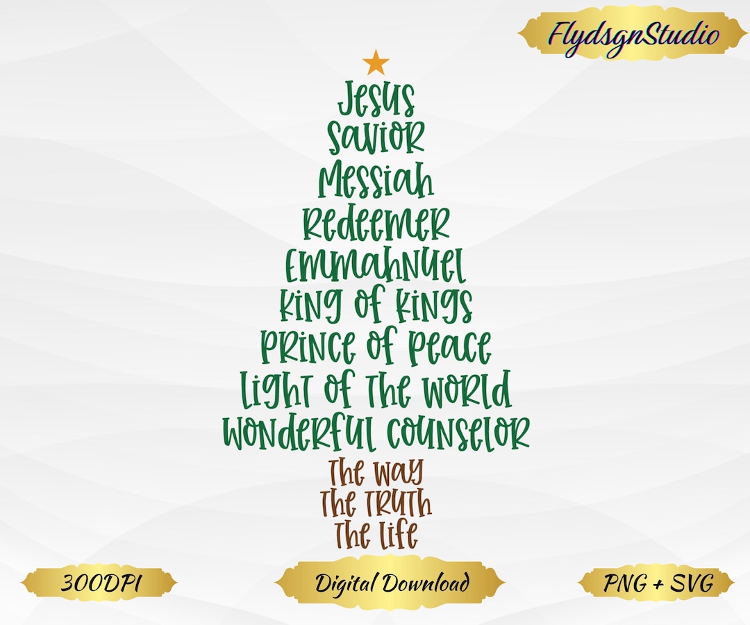 Christian Christmas Tree PNG, Names of Jesus (digital Download) - Etsy