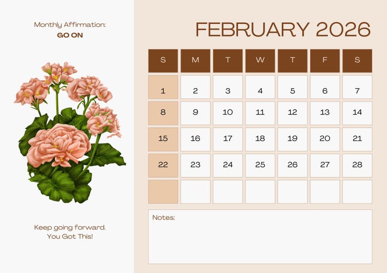 2026 Printable Calendar | Digital Desk Calendar 2026 | Instant Download ...