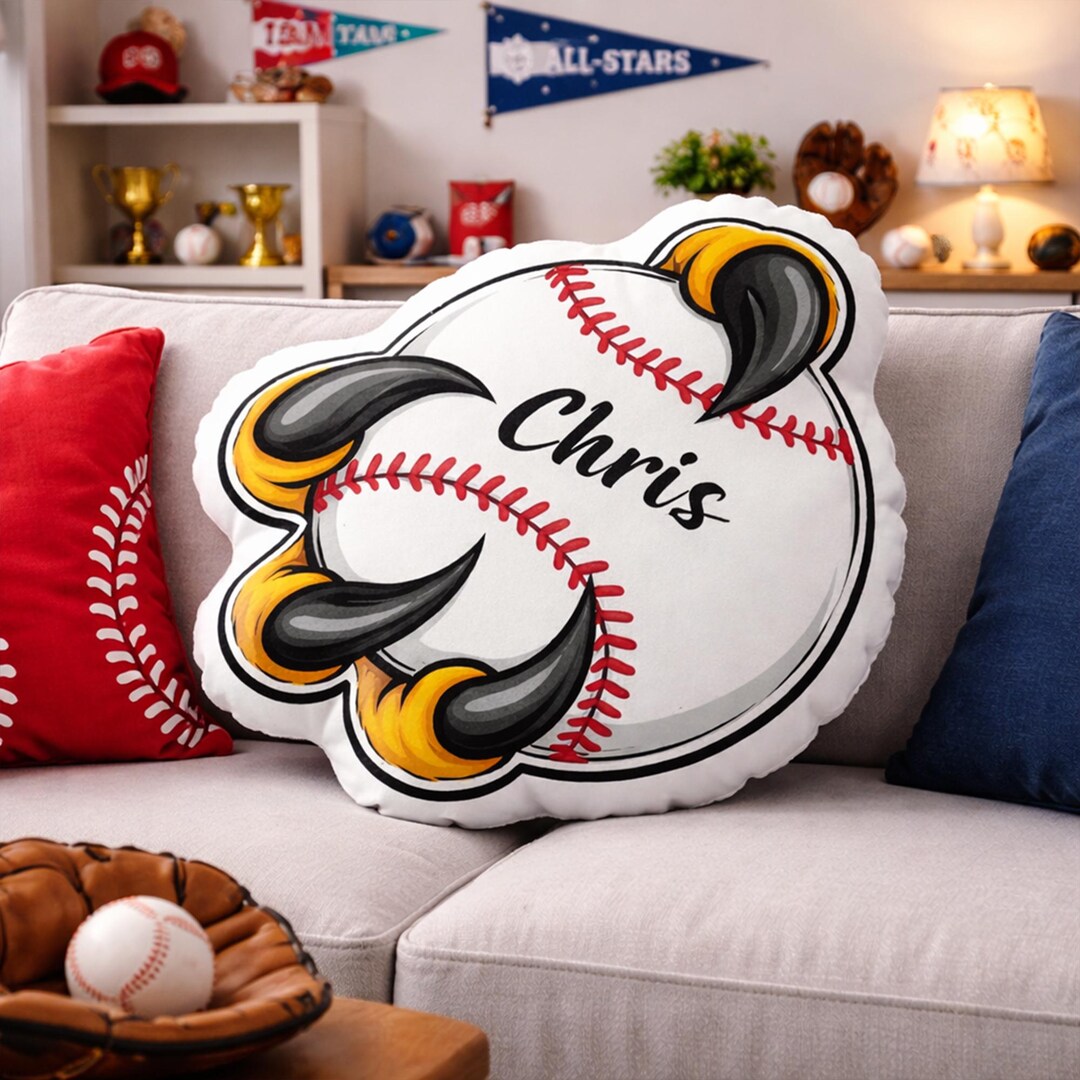 Personalized Baseball Pillow, Custom Name Sports Pillow, Baseball ...