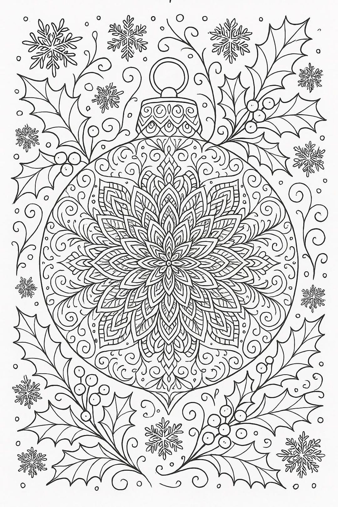 Zen Christmas Coloring Page – Mandala Christmas Bauble Coloring Page ...
