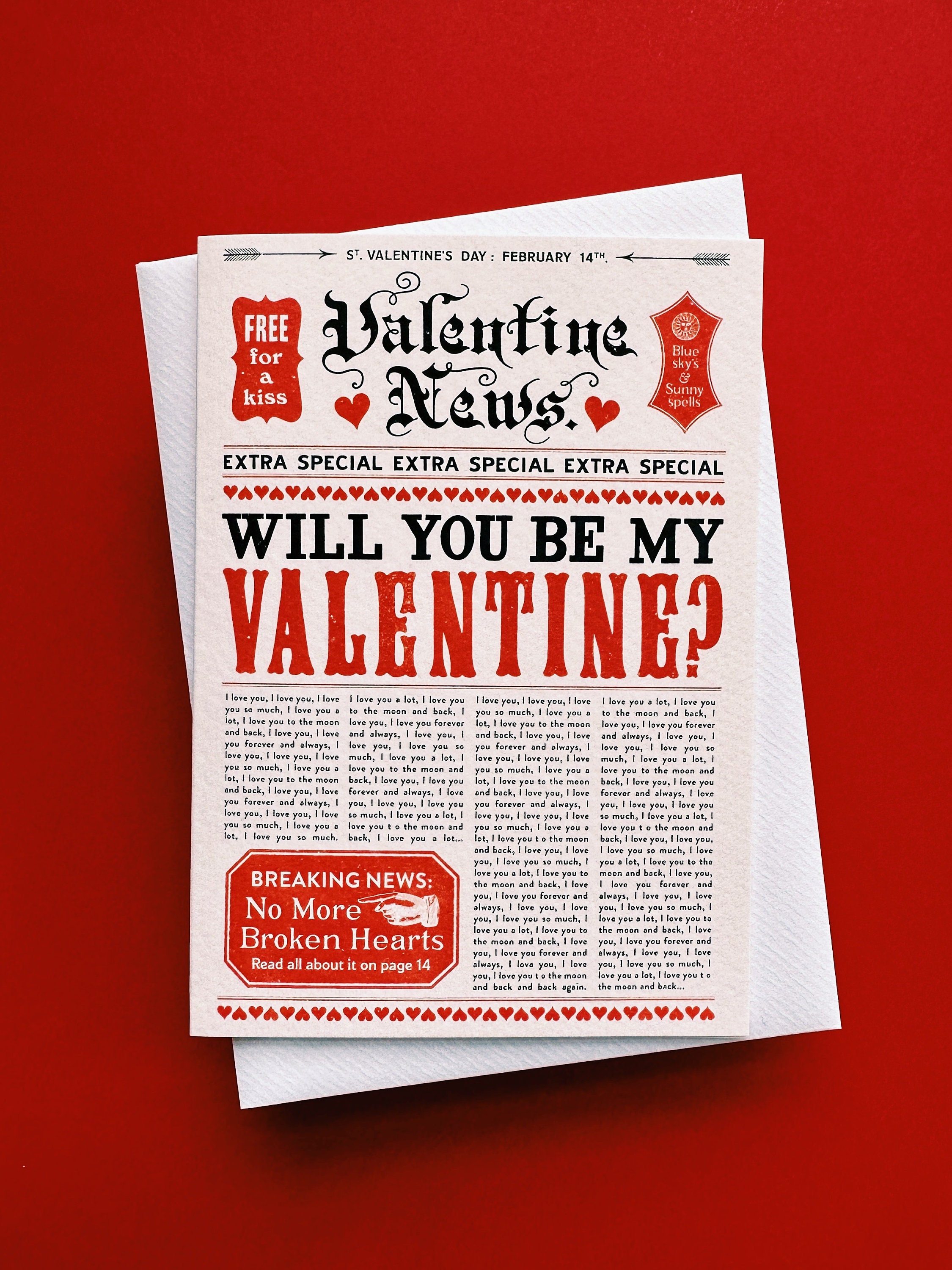 Valentine Newspaper – Charity Greeting Card - Etsy