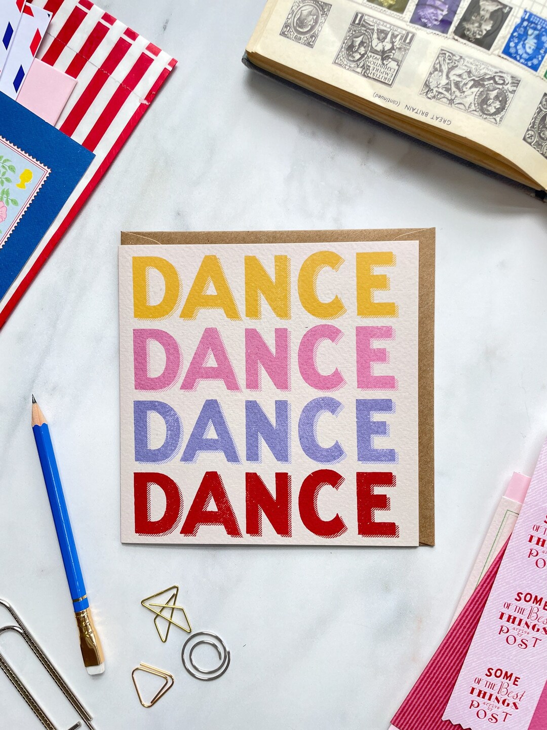 Dance Greeting Card: Colorful Typography - Etsy