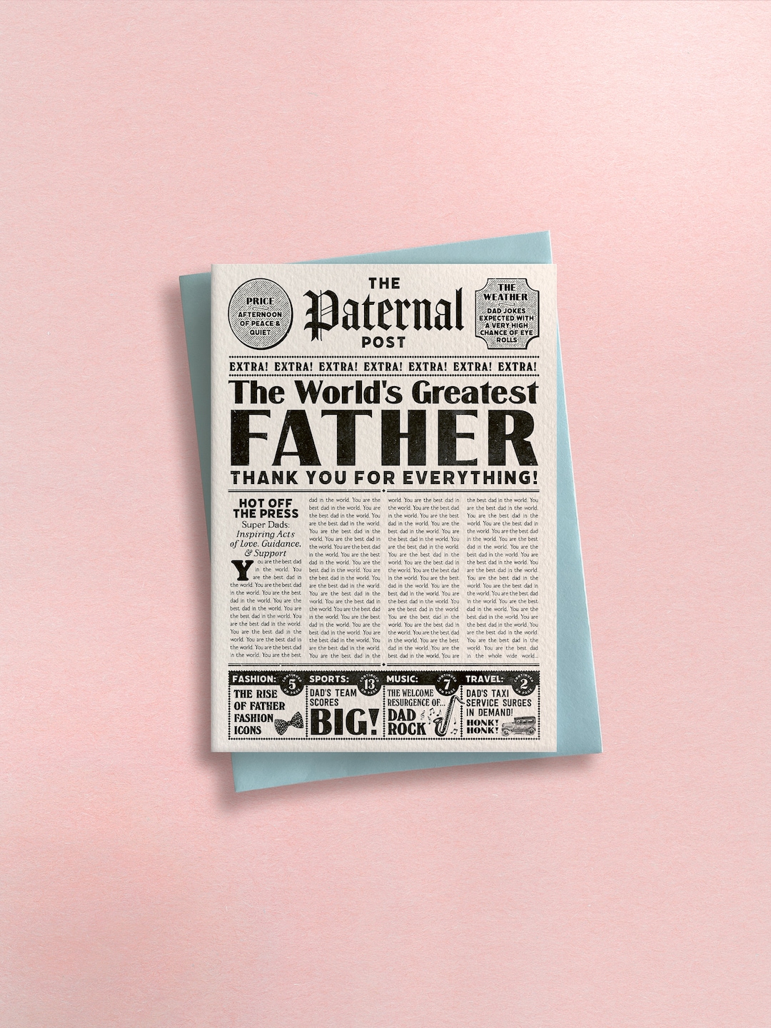 Best Dad Newspaper – Greeting Card - Etsy
