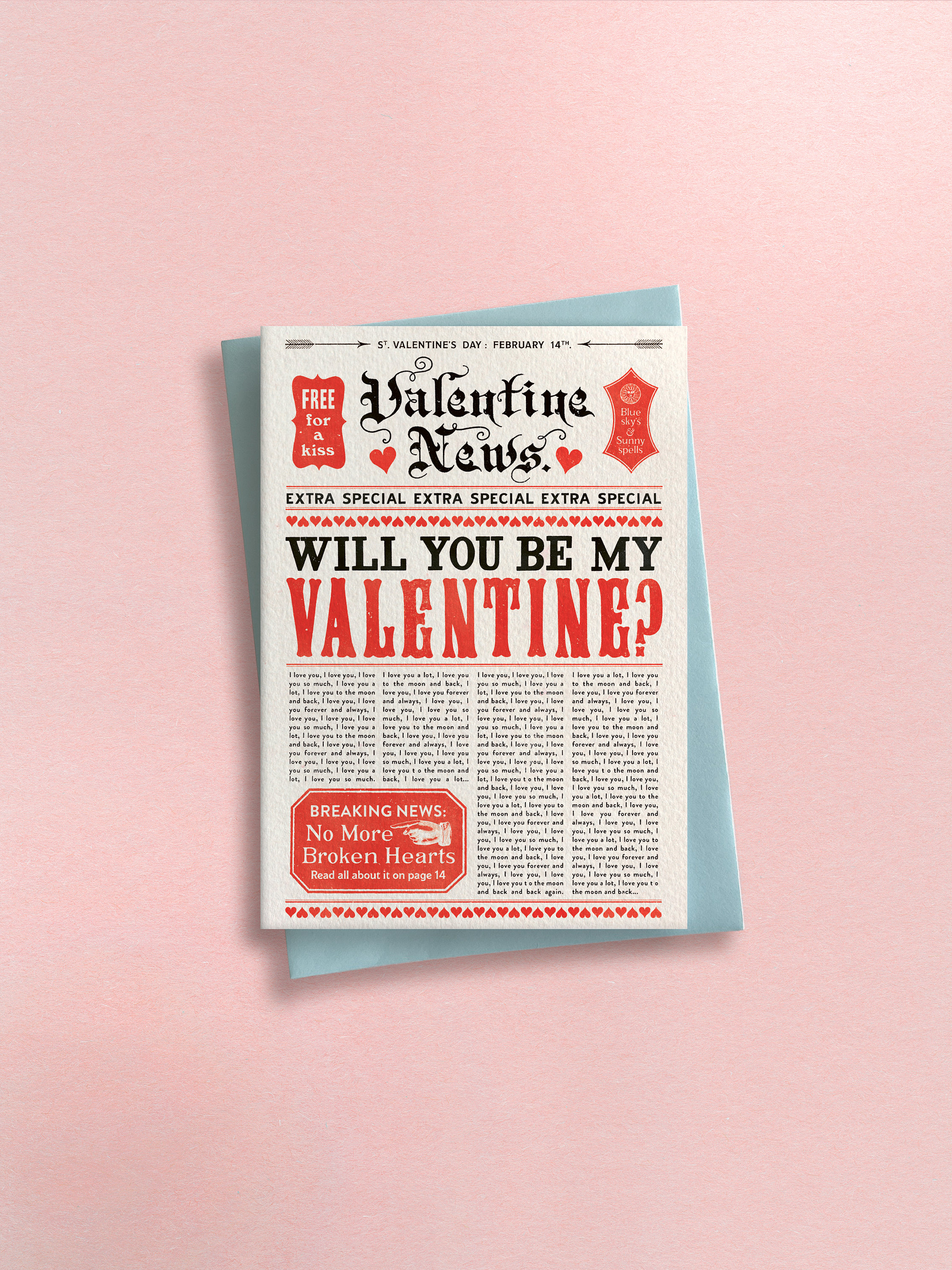 Valentine Newspaper – Charity Greeting Card - Etsy