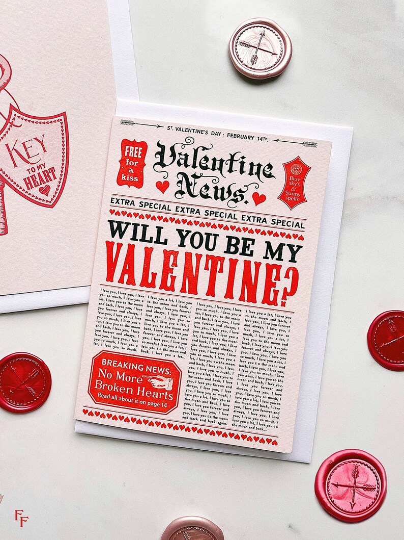 Valentine Newspaper – Charity Greeting Card - Etsy