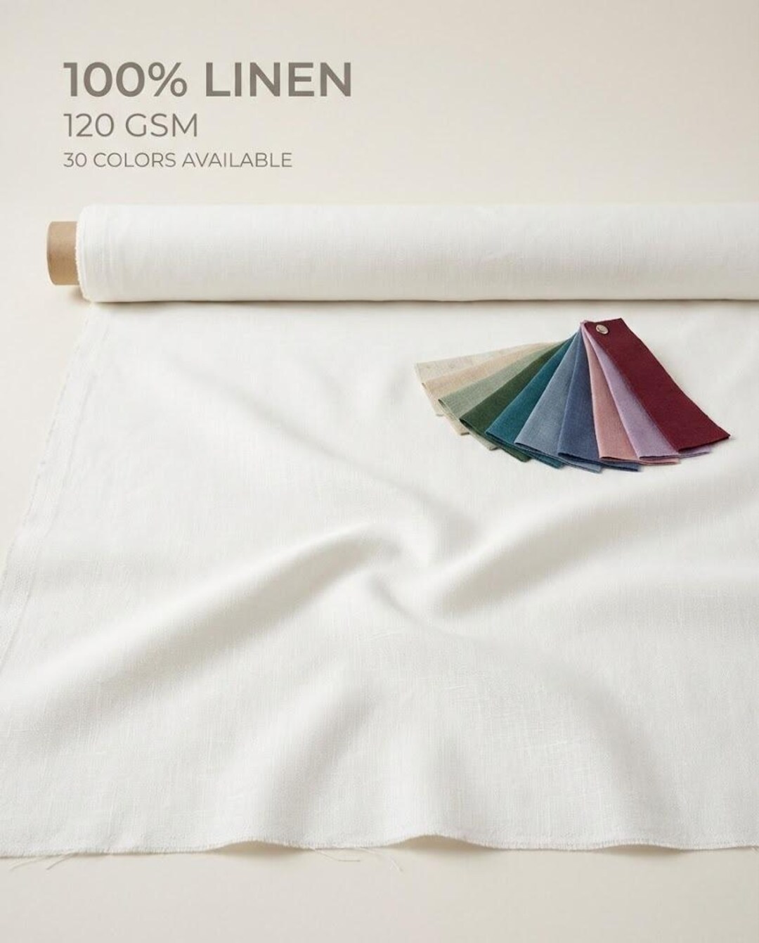 100% Linen Fabric by the Yard, 120gsm Crisp Dyed Flax Linen (55"/140cm ...