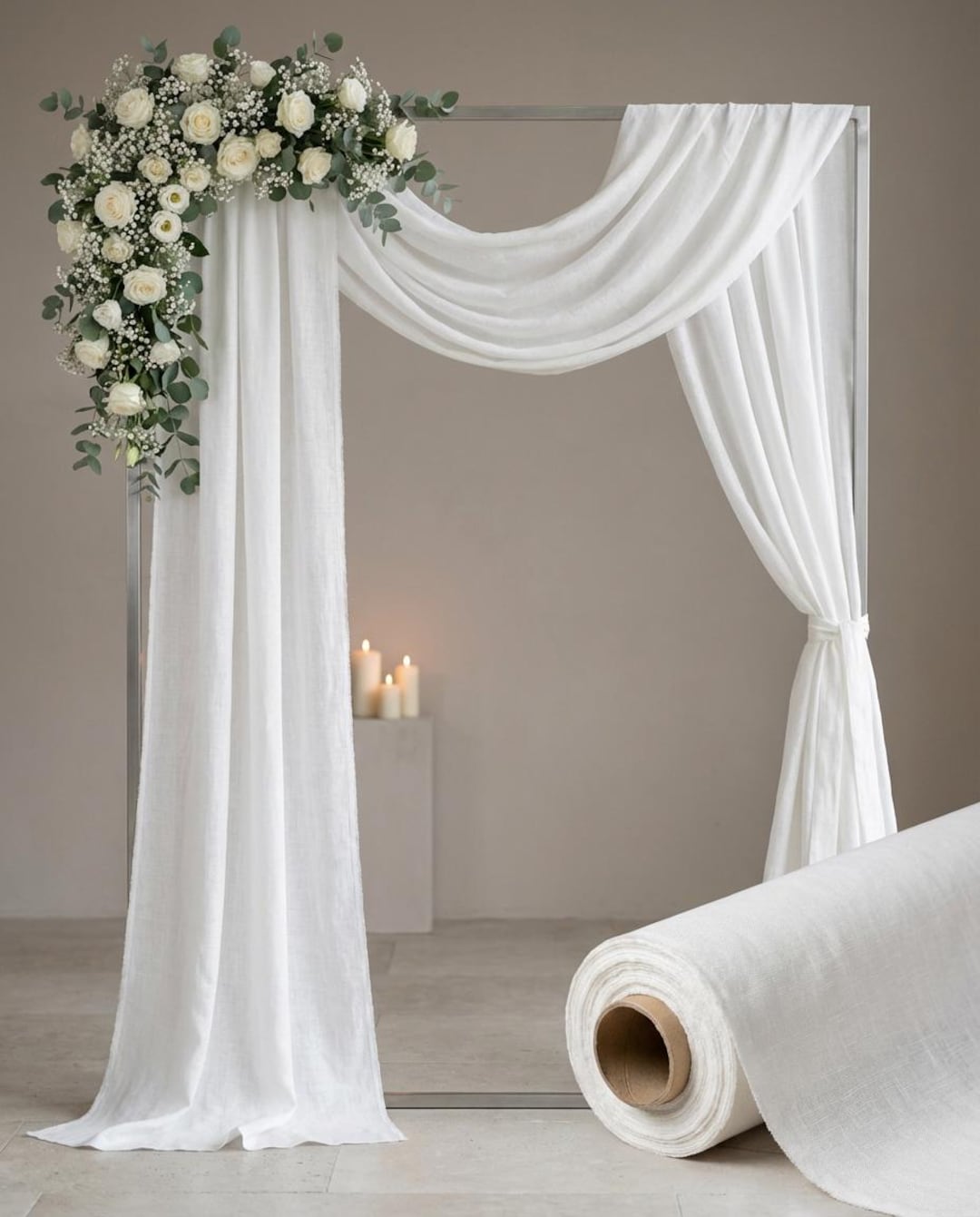 Wedding Arch Draping Linen Fabric by the Yard, 120gsm Lightweight Plain ...