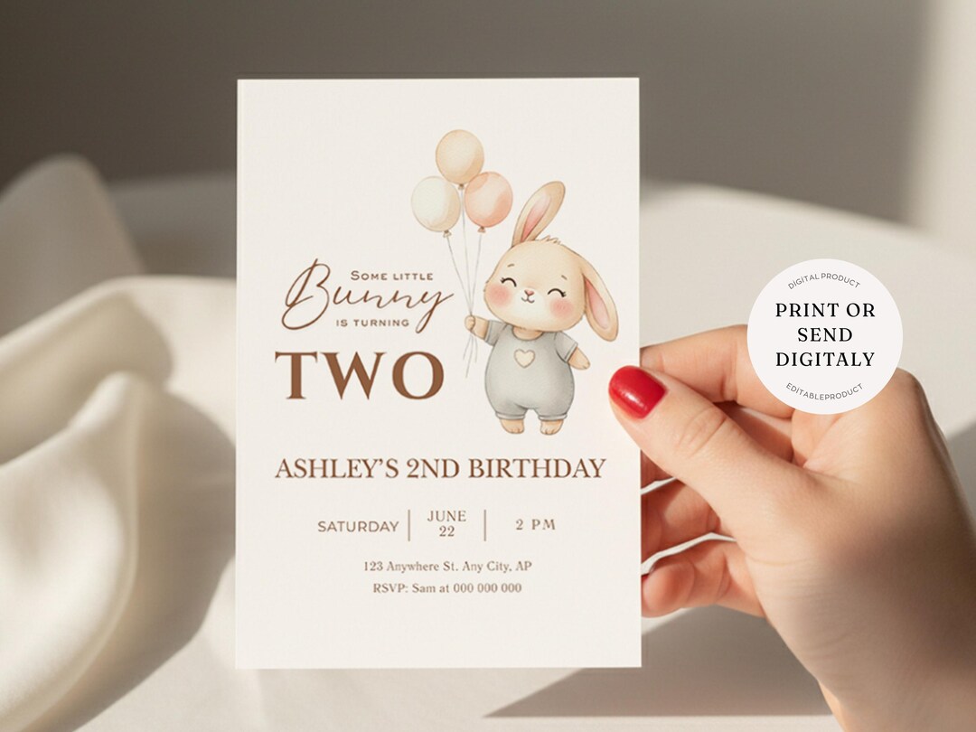 Some Little Bunny is Turning Two Birthday Invitation, Bunny 2nd ...