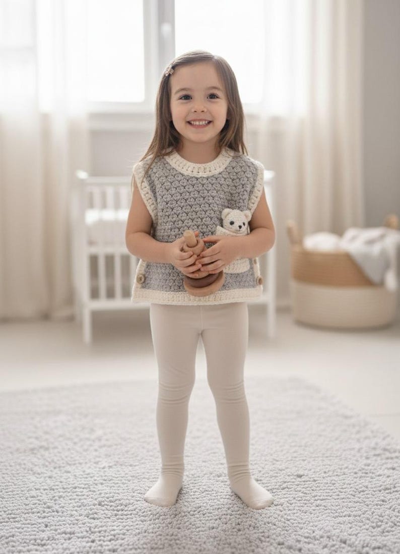 Crochet Baby Vest Pattern | Teddy Pocket Sweater (PDF Pattern) - Etsy