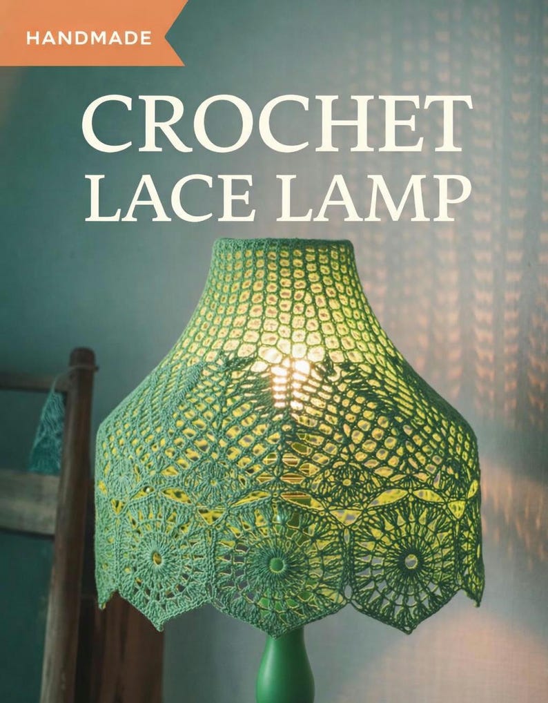 Handmade Crochet Lace Lamp Shade | Green Floral Boho Decor (PDF Pattern ...