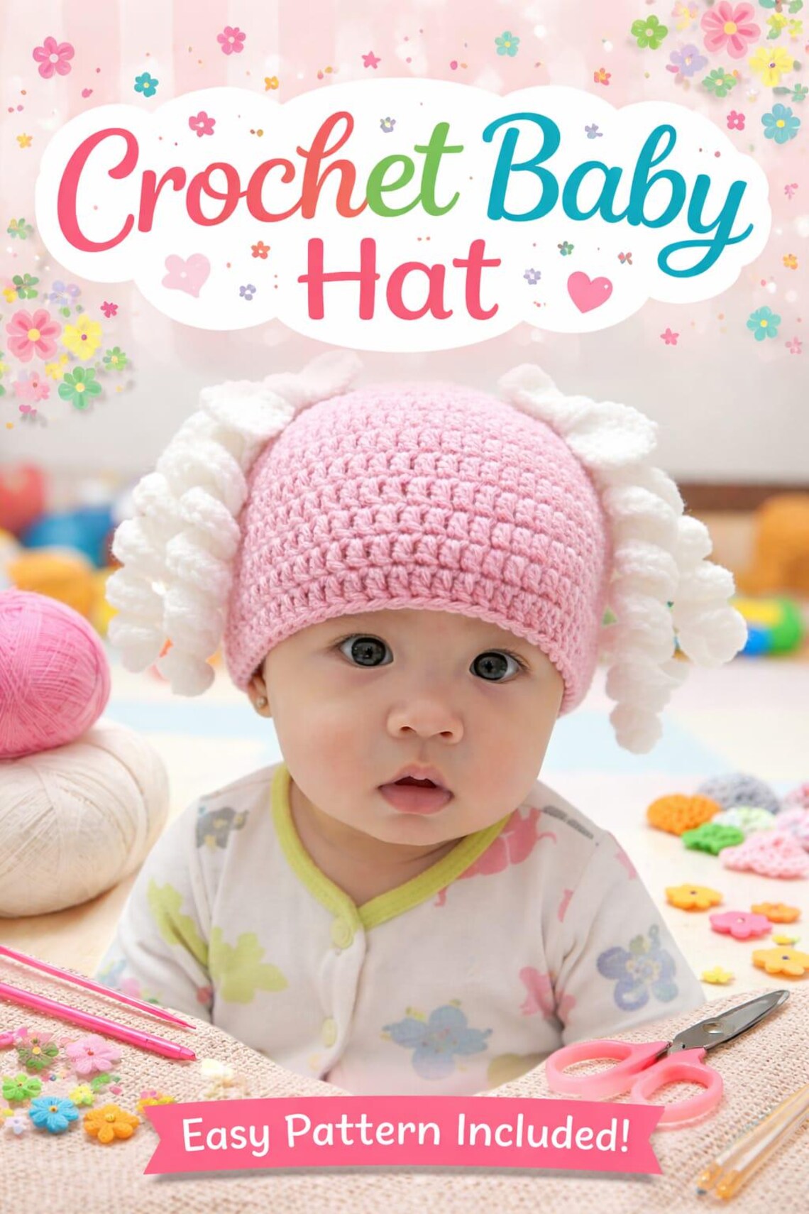 Crochet Baby Ruffle Bonnet Pattern – Newborn to Infant Hat PDF - Etsy