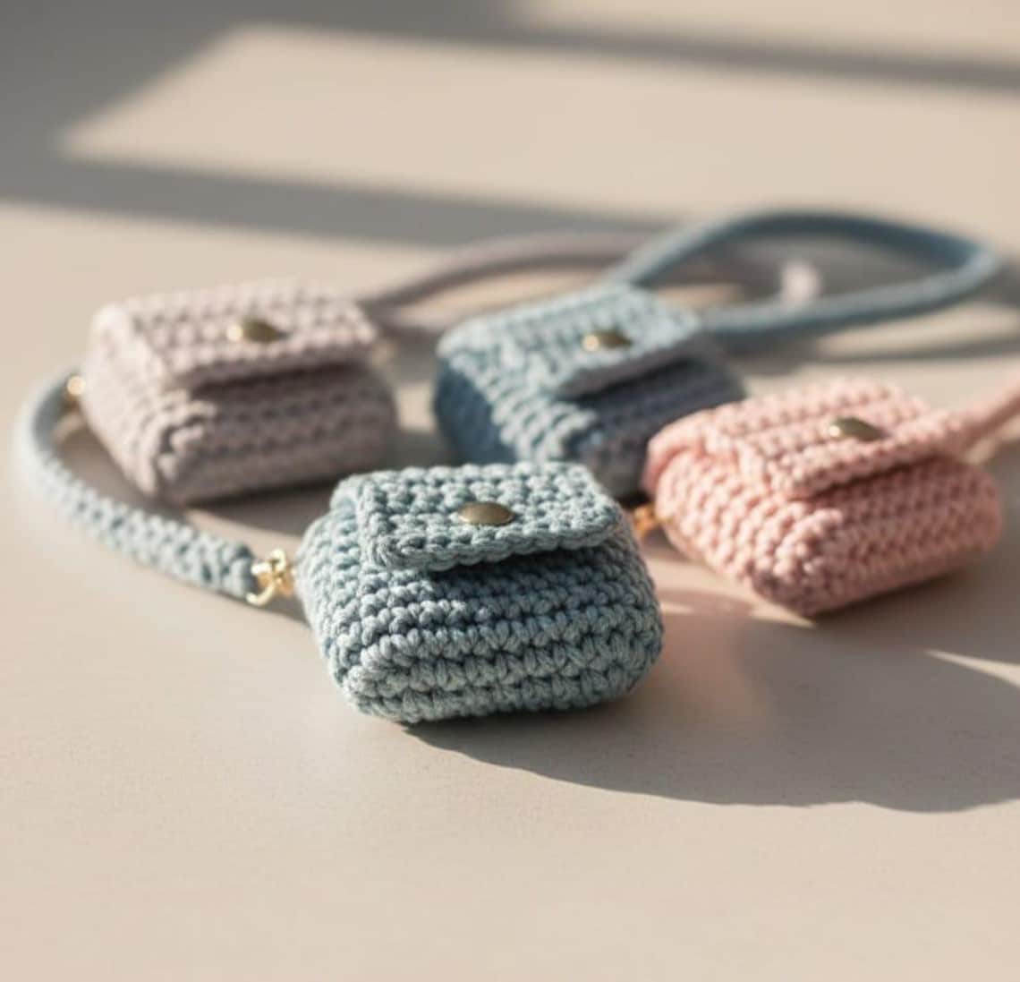 Crochet Airpods Case With Wrist Strap | Handmade Earbuds Cover ...