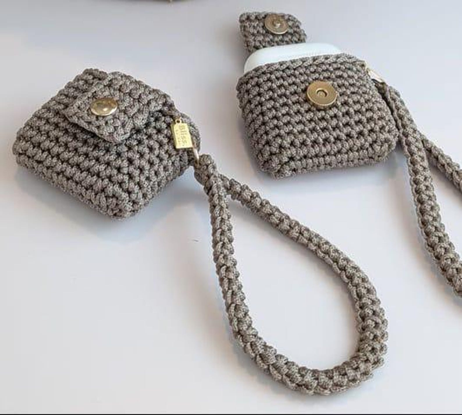 Crochet Airpods Case With Wrist Strap | Handmade Earbuds Cover ...