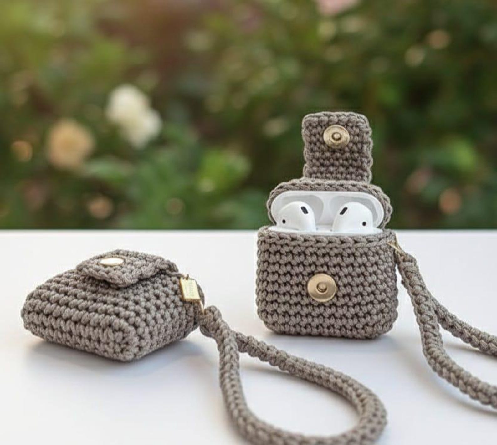 Crochet Airpods Case With Wrist Strap | Handmade Earbuds Cover ...