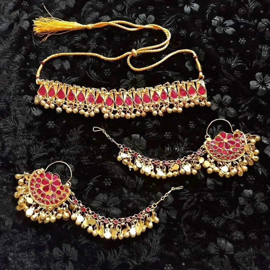 Silver and Golden Color Jewelry Set – Handmade Necklace With Earrings ...
