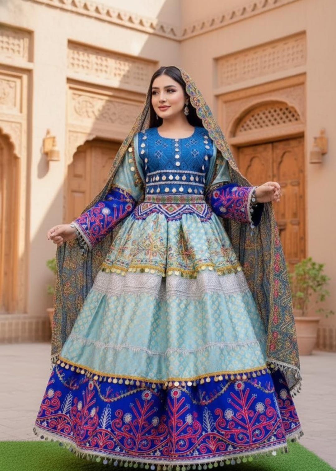 Afghan Kuchi Dress | Traditional Embroidered Afghani Dress | Perahan ...