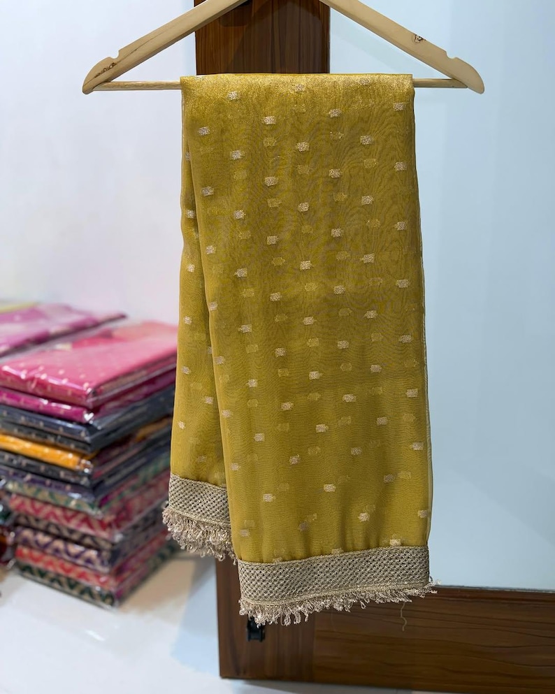 Banarasi Soft Tissue Silk Saree | Lace Dizain, Stitched Blouse - Etsy